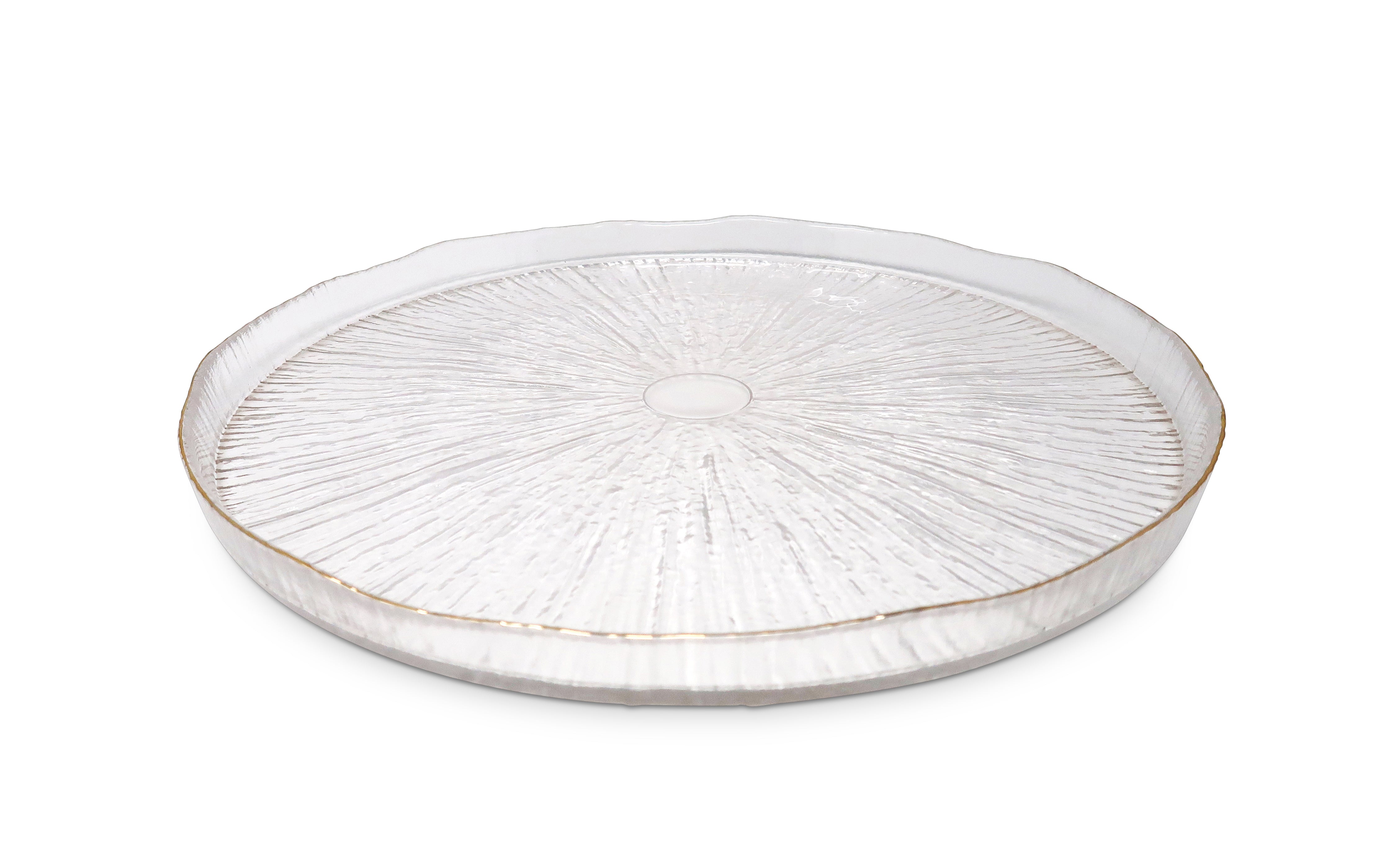 Set of 4 Crystal Glass plates Gold Raised Rim – Vivience