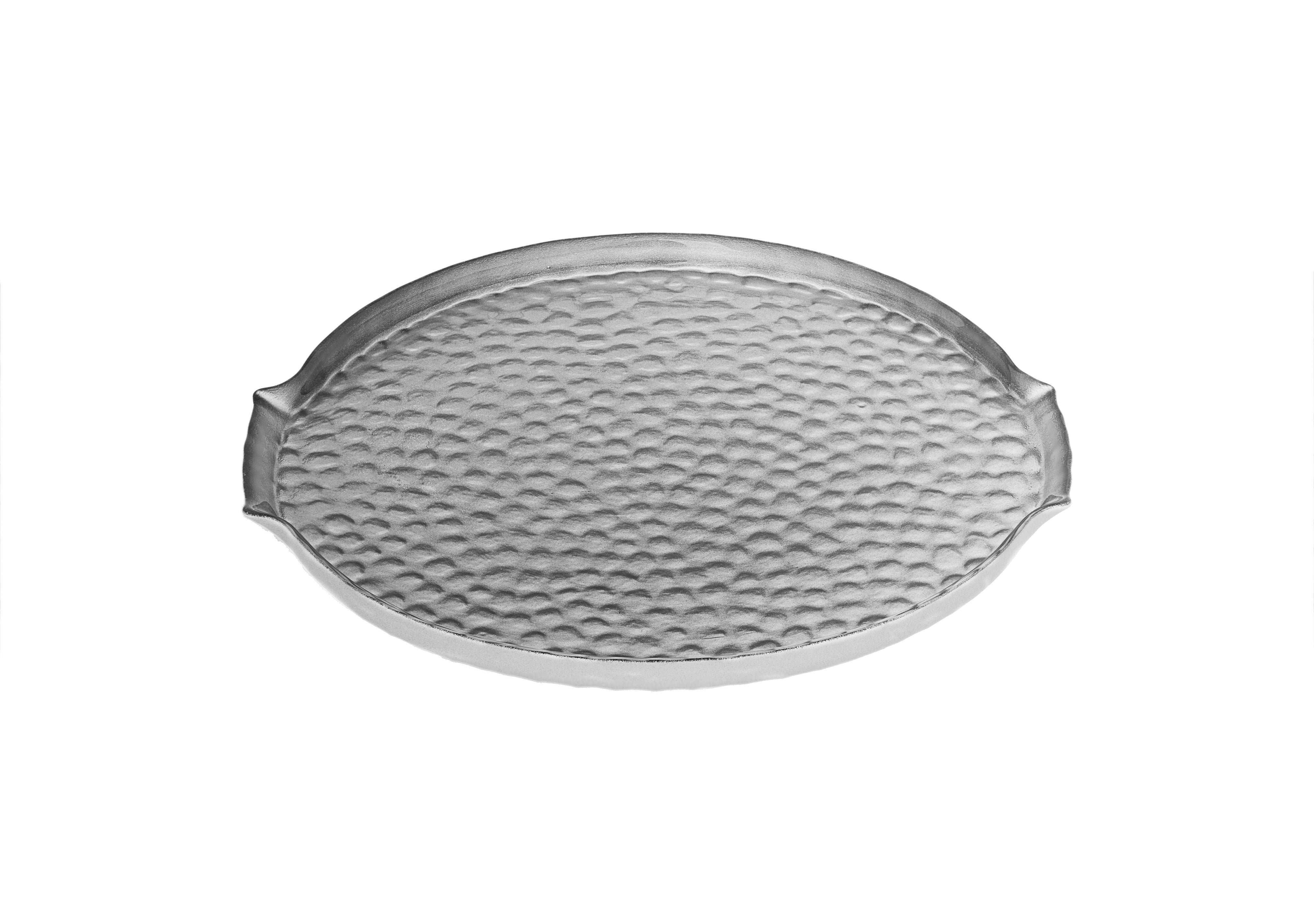 Set of 4 Metallic Silver Plates with Handles – Vivience