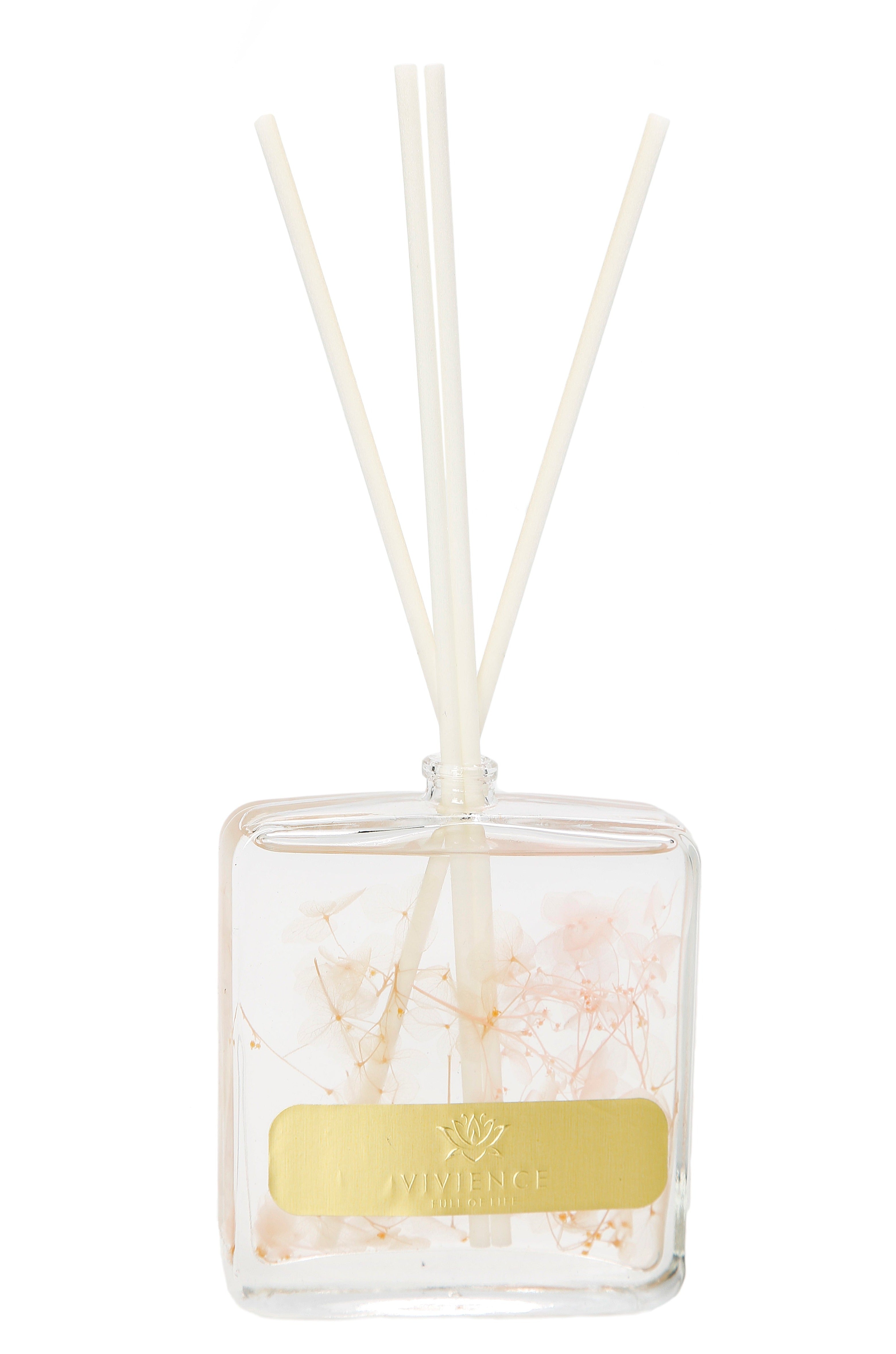 Clear Bottle Reed Diffuser with White Flowers and White Reeds, "Lily o ...